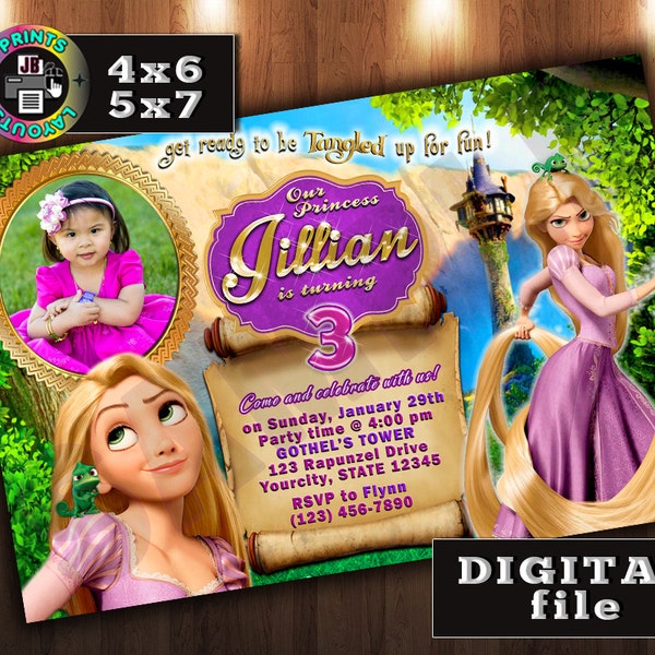 Tangled Birthday Invitation Digital - Etsy