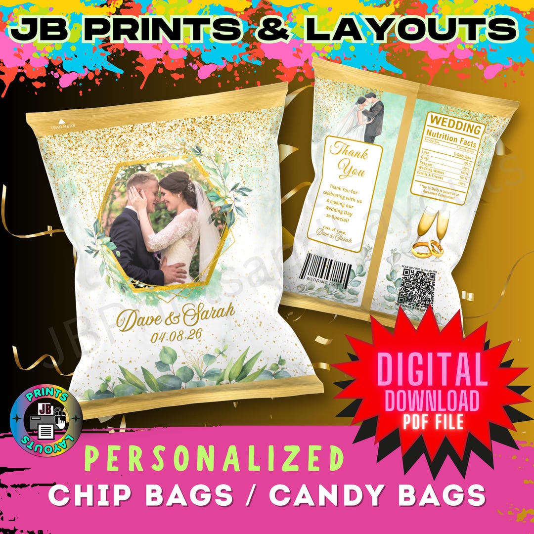 Personalized CHIP BAGS, Create Your Own Design. Digital File, Download ...