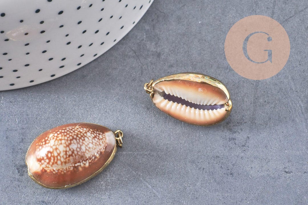 Natural Golden Shell Pendant, Golden Pendant, Jewelry Creation, Conch ...
