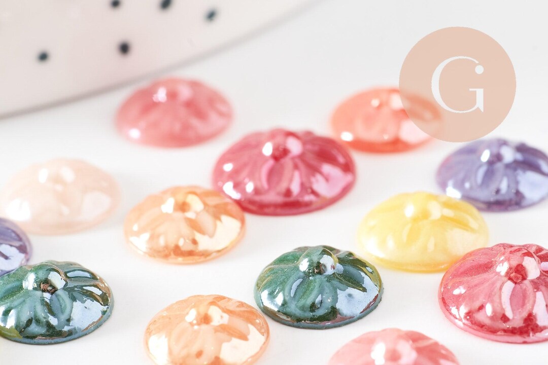 Iridescent Porcelain Round Dome Cabochon 10mm, Cabochons, Porcelain ...
