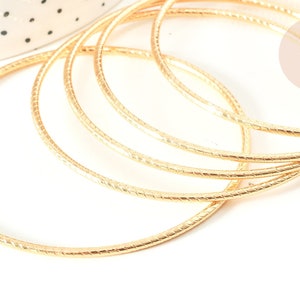Round Textured 304 Stainless Steel Bangle Bracelet, Gold 68mm, Gold ...