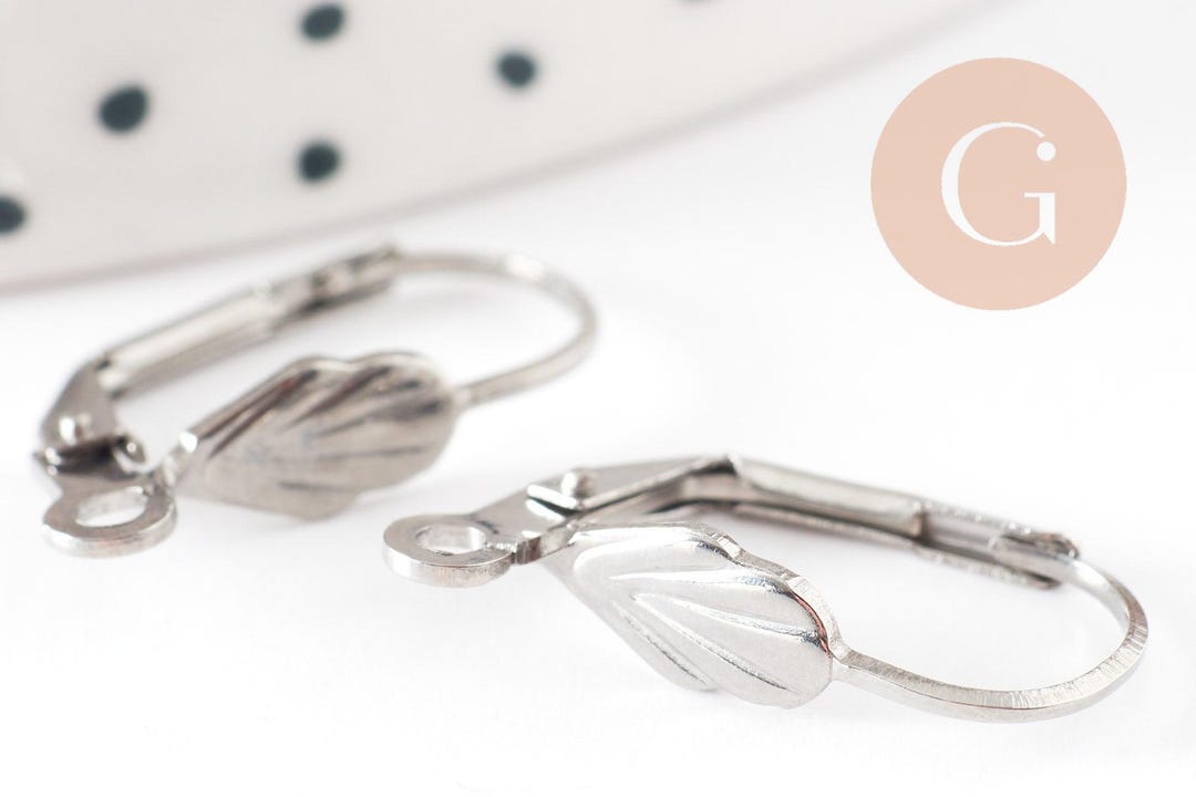 Stainless Steel 304 Platinum Shell Sleeper Earring Support 19mm, X10 ...