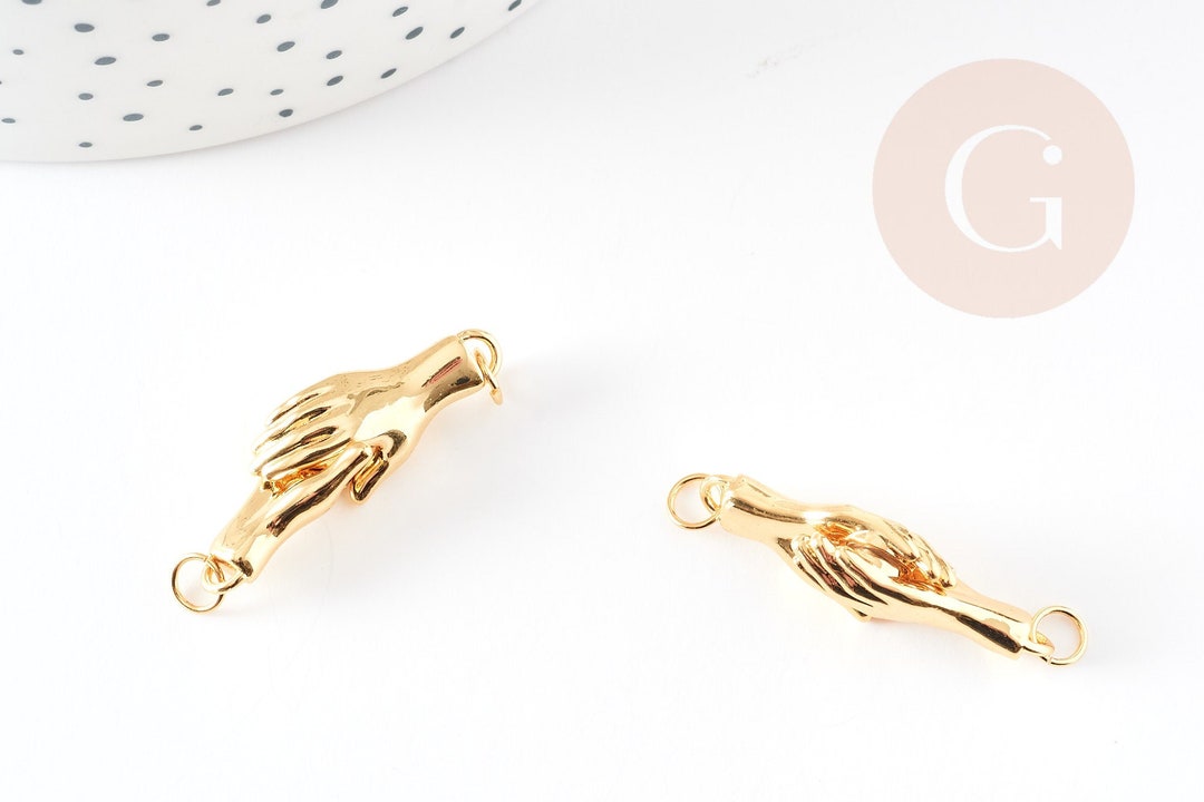 18k Gold-plated Brass Handshake Connector Pendant 22mm Gold - Etsy