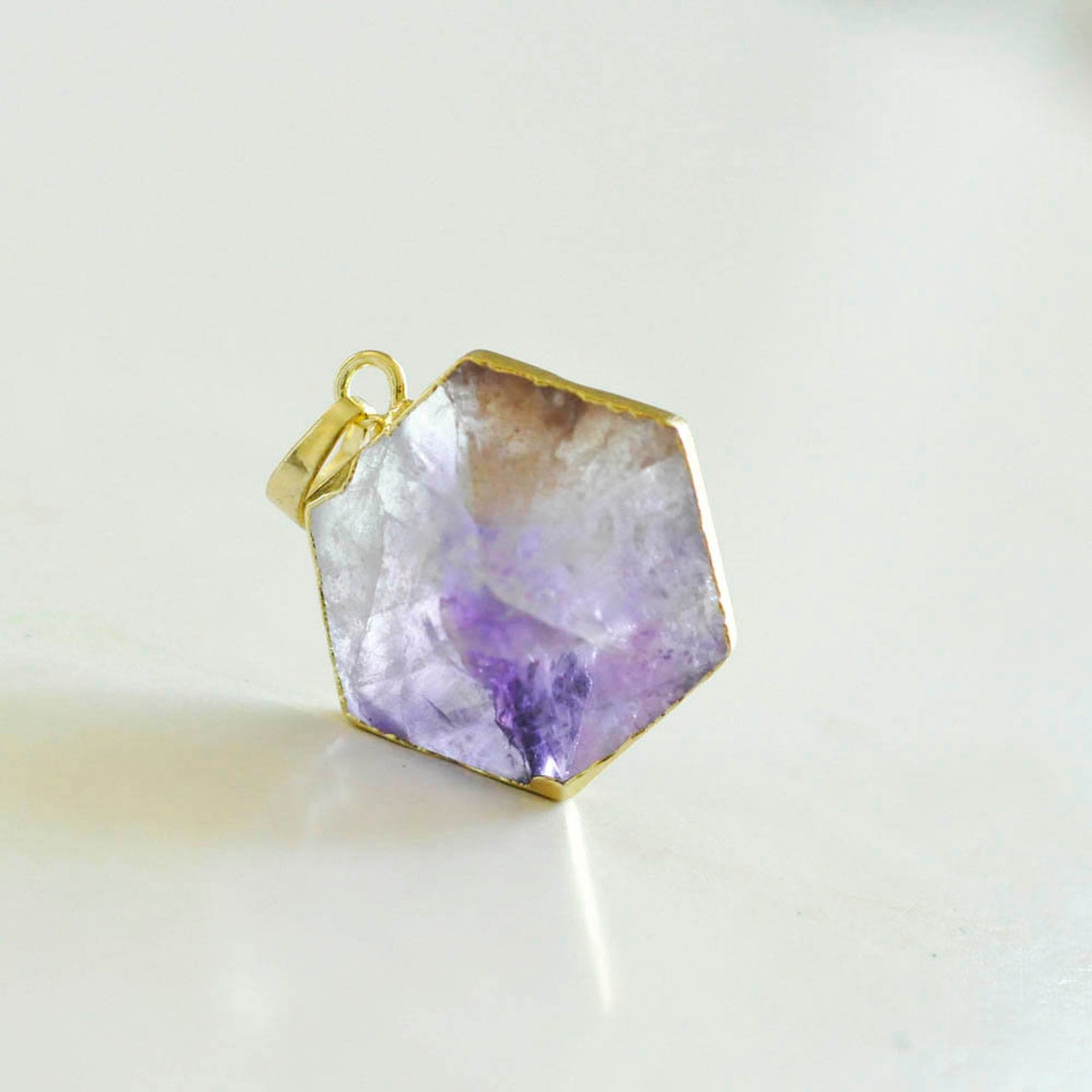 Pendentif hexagone améthyste violette pendentif - Etsy France