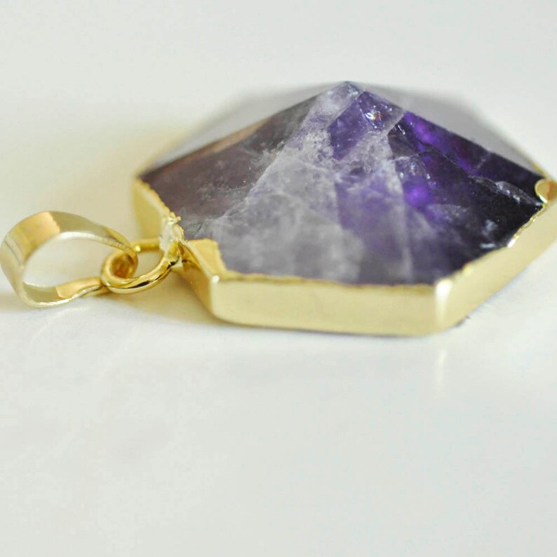 Pendentif hexagone améthyste violette pendentif - Etsy France