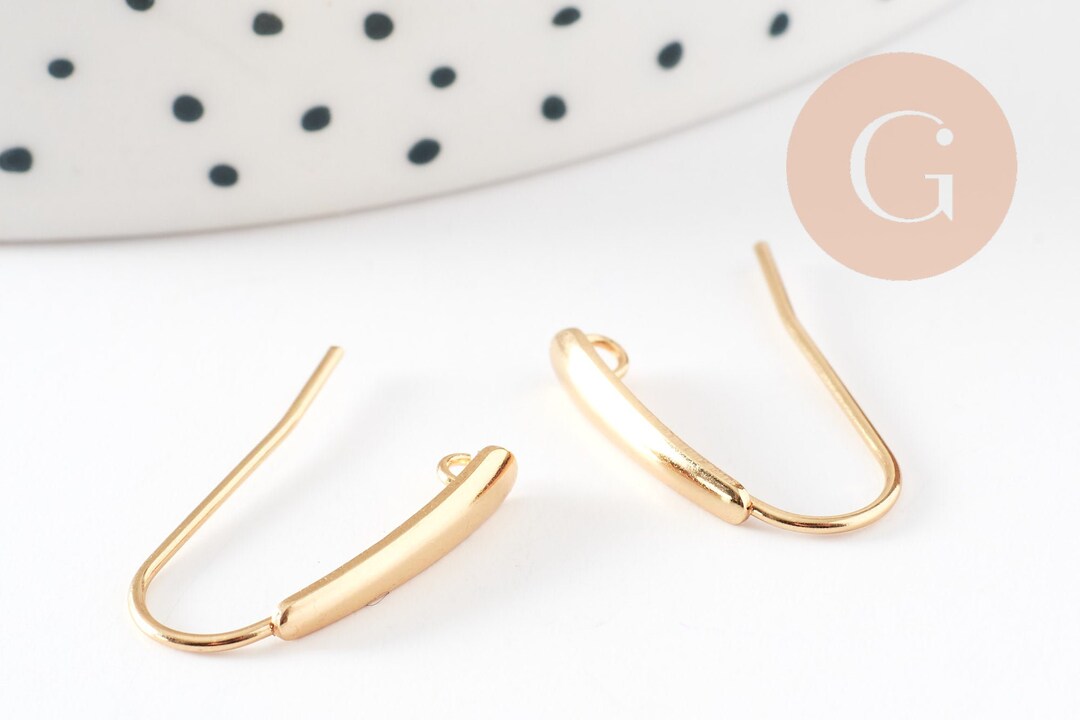 Gold 304 Stainless Steel Hook Loop Support 18.5mm, Pierced Ears, Water ...