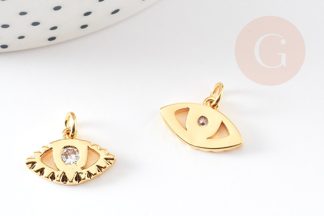 Golden Eye Pendant Crystal Zircon, Golden Pendant, Lucky Charm, Golden ...
