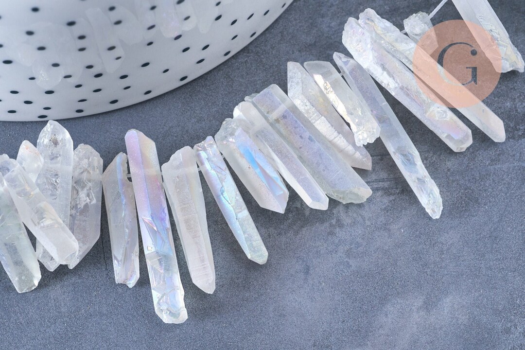 Iridescent Rock Crystal Beads, Raw Stone, Natural Stone Bead, X10-G6205 ...