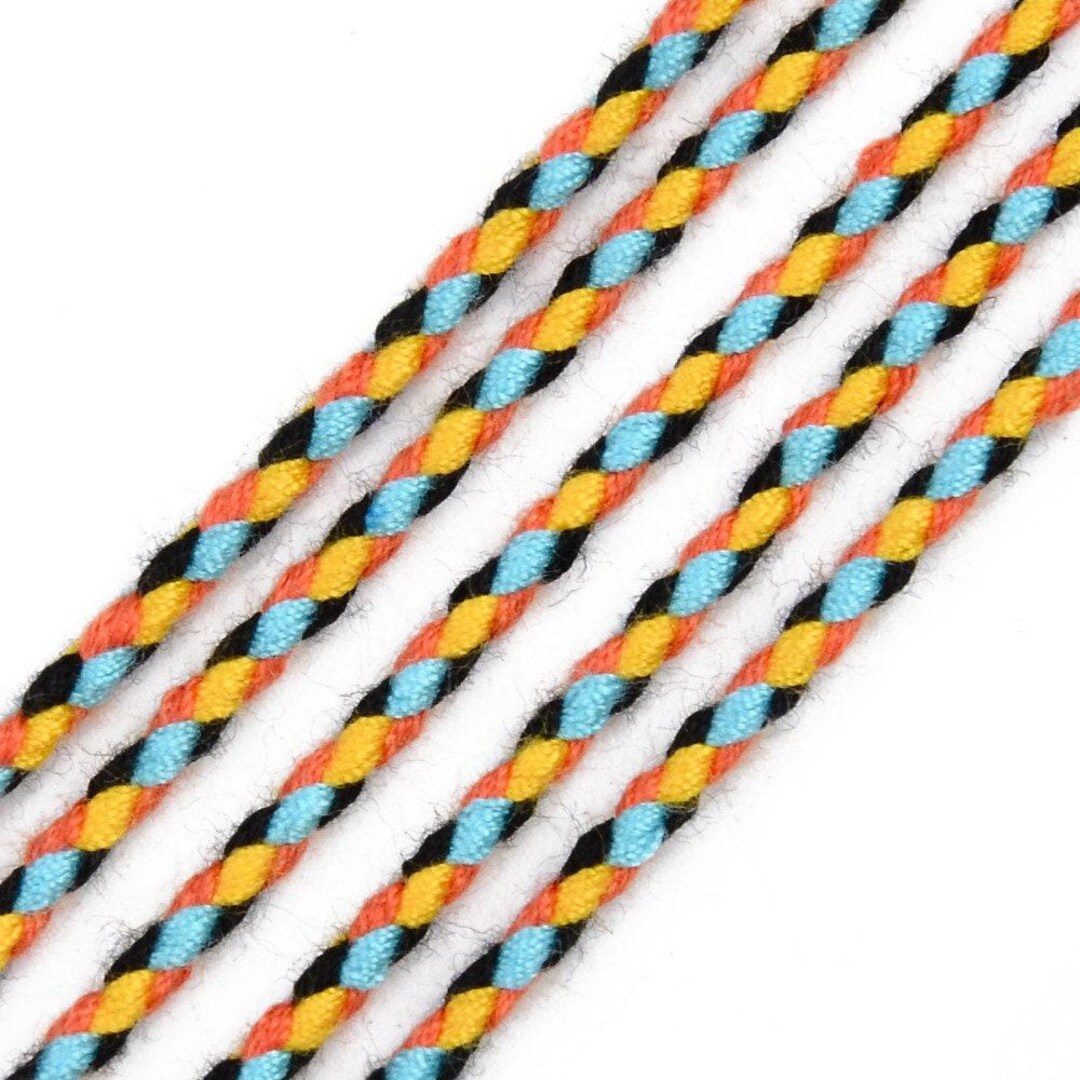 Braided Cord Yellow Pink Blue 2mm, Multi-colored Cord for Jewelry ...