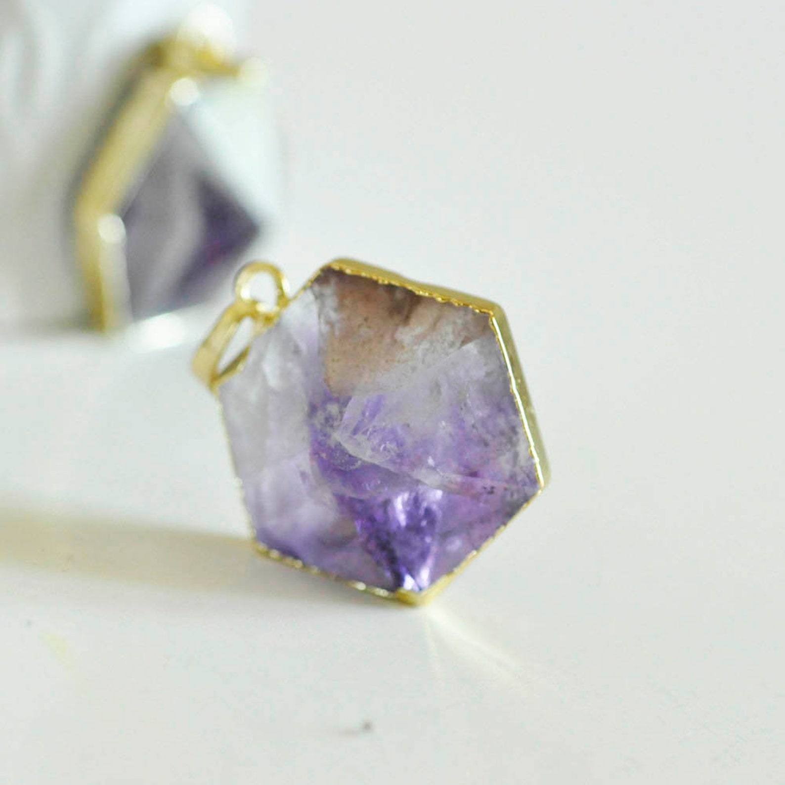 Pendentif hexagone améthyste violette pendentif - Etsy France