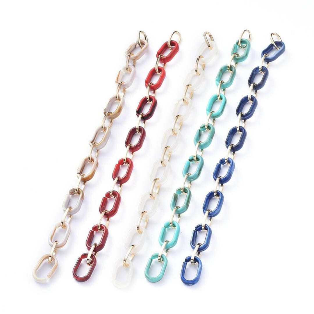 Large Round Chain in Acrylic Tortoiseshell and Textured Gold Aluminum ...