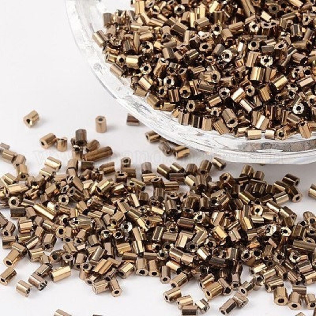Seed Beads Textured Golden Tube 2x2mm, Seed Weaving Bead, Seed Beads ...