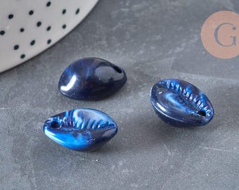 Royal Blue Enamel Cowrie Shell – 1 Shell, Gold-plated Shell Charm for ...