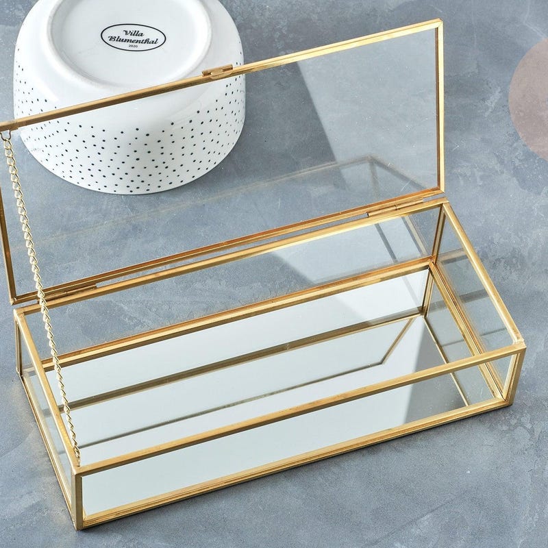 Gold Glass Jewelry Box - Etsy