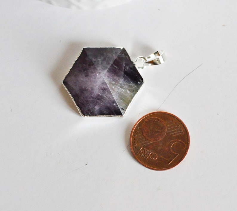 Pendentif hexagone améthyste violette pendentif - Etsy France