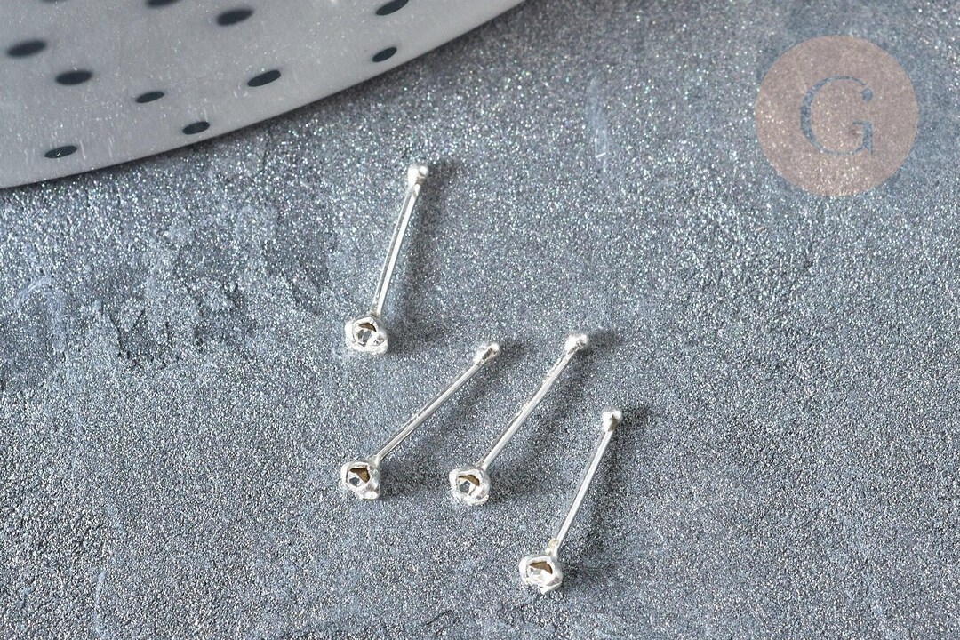 Solid 925 Silver Rhinestone Stud Piercing With 1.8mm Stopper Ball, X1 ...