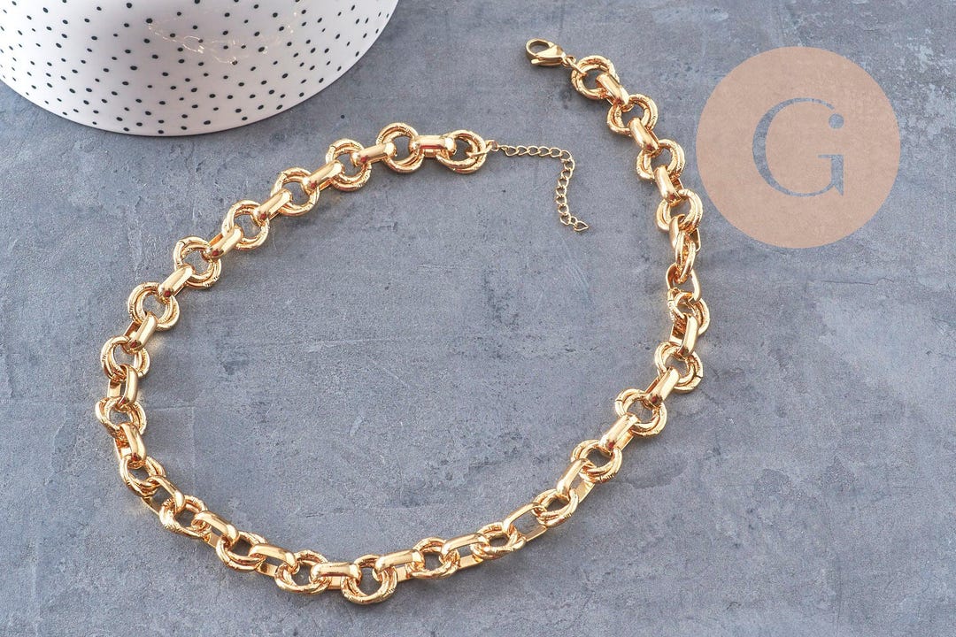 XXL Textured IP Gold-plated Stainless Steel 304 Chain Necklace, 45cm ...