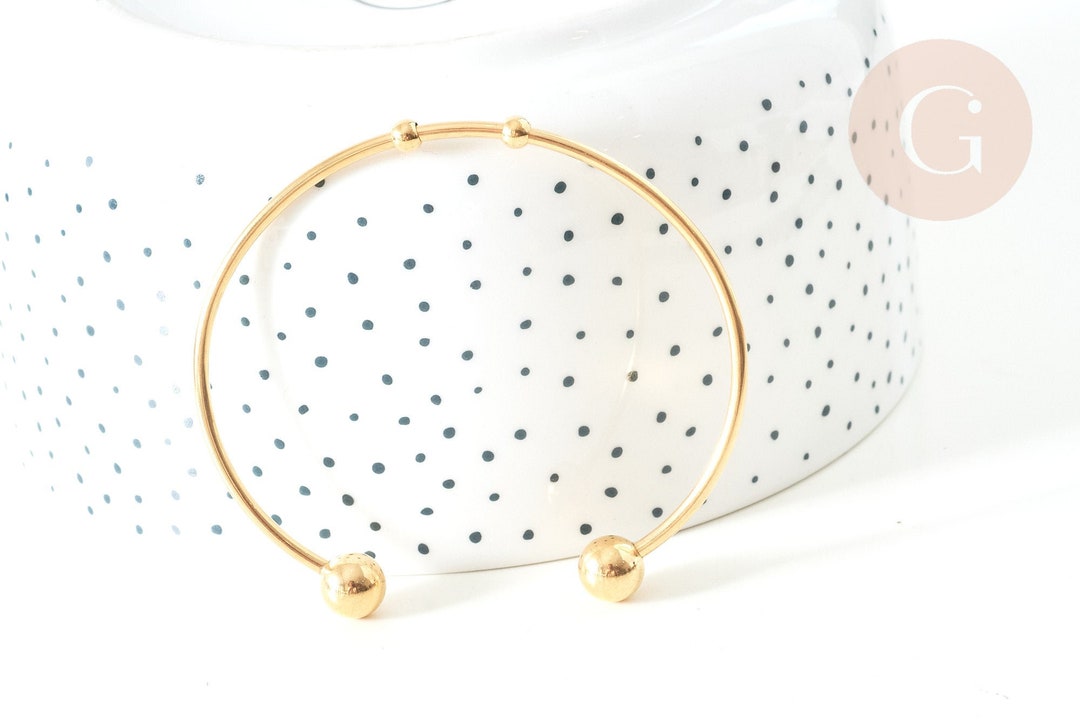 Open Bangle Bracelet Ball Finish 2mm 304 Stainless Steel Gold 5065mm ...