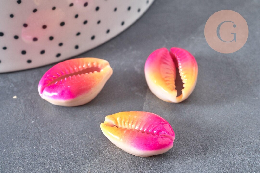 Pink Yellow Cowrie Shell Pendant, Natural Shell, Pink Cowrie, Jewelry ...