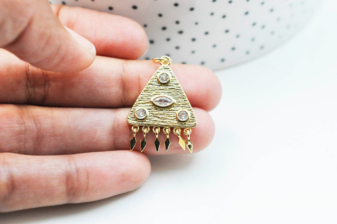 18K Gold-plated Brass Triangle Eye Medal Pendant With Zircon - Etsy