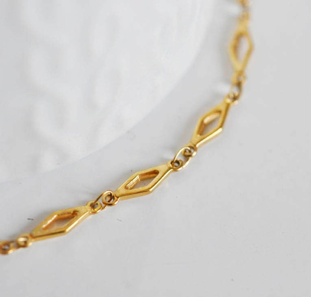Complete Chain 14k Gold Steel Diamond, Chain Necklace, Nickel Free, 4mm ...