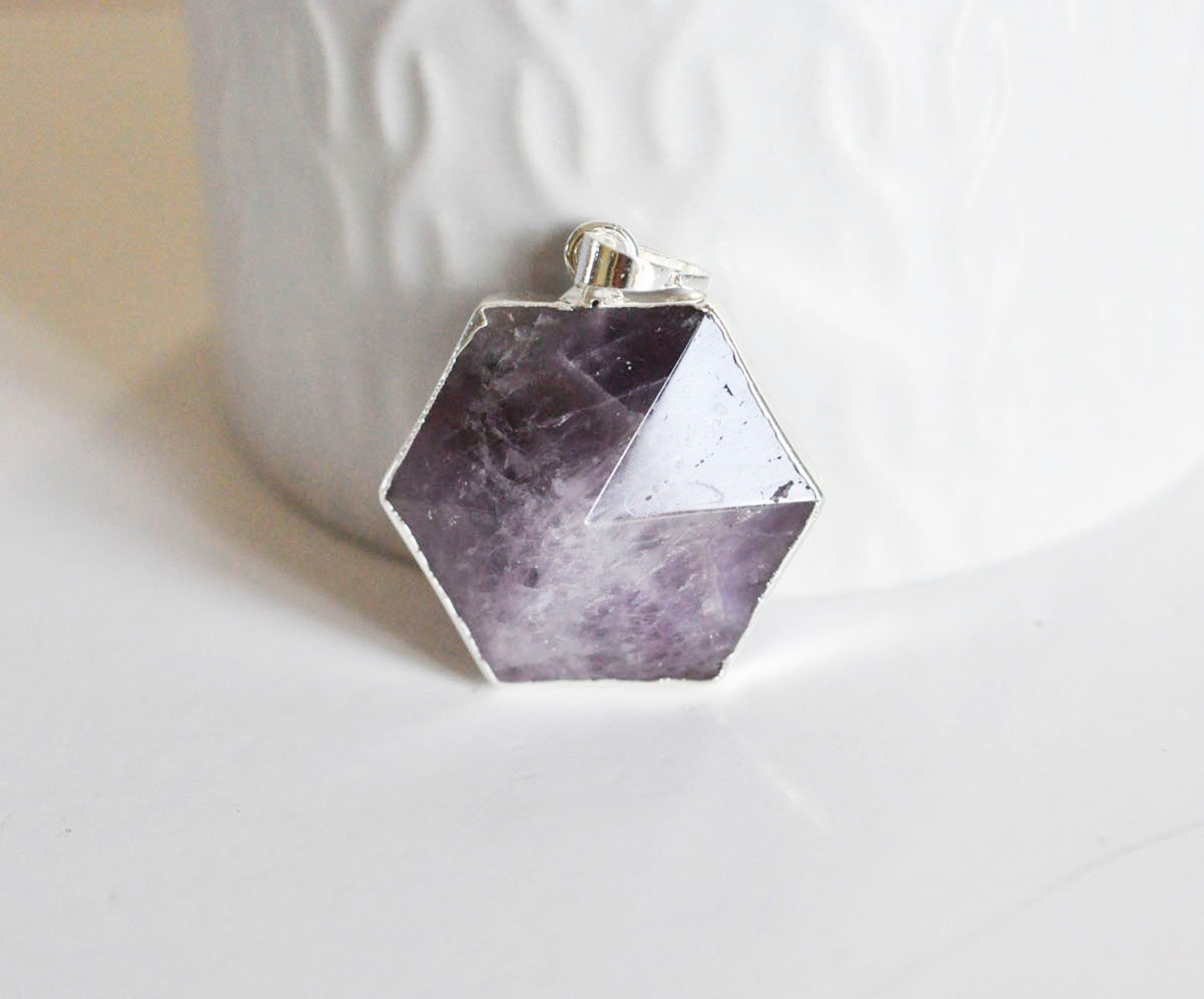 Pendentif hexagone améthyste violette pendentif - Etsy France