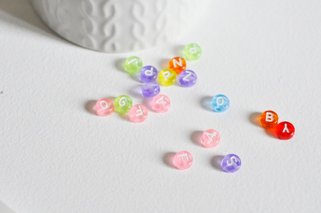 Round Bead Letter Alphabet Multicolored Plastic, Plastic Bead, Letter ...