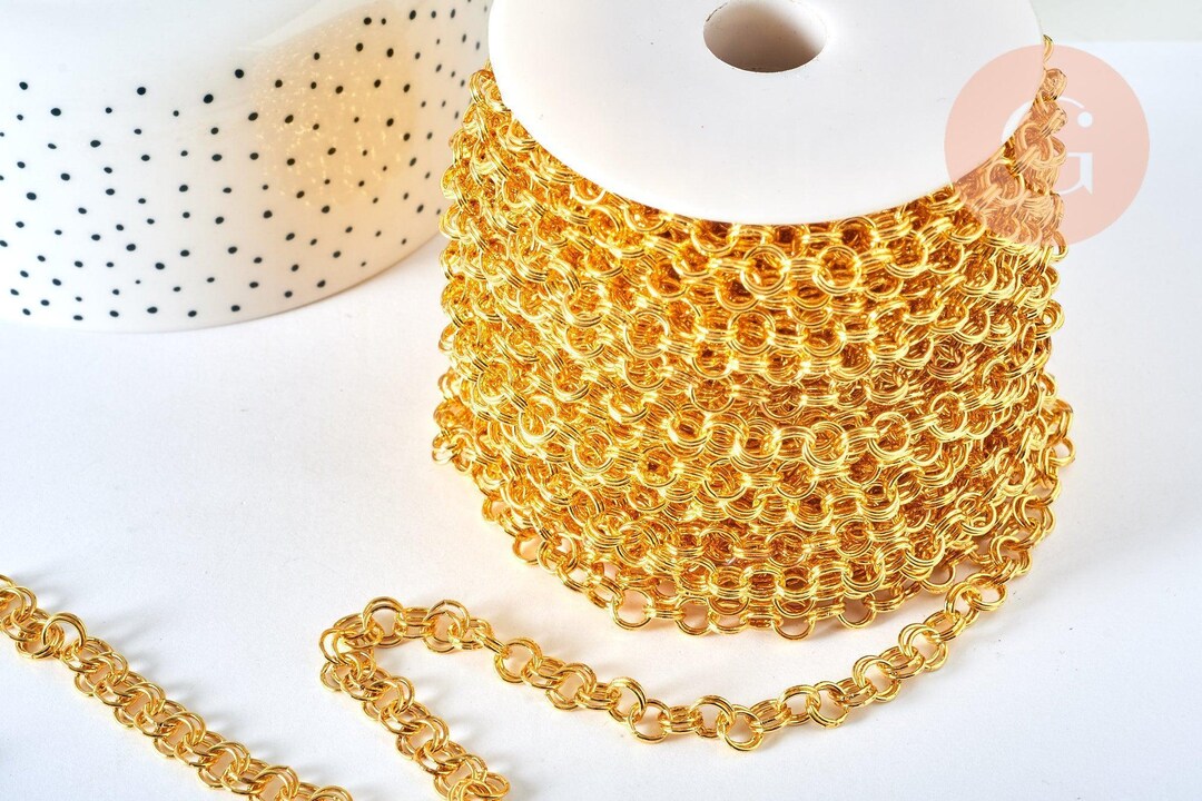 Unwelded Double Ring Chain in Gold-plated Brass, Wholesale Chain for ...