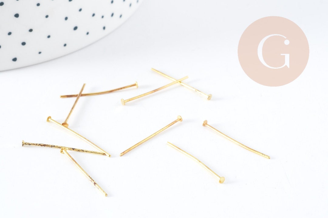 Golden Iron Nail Head Rods 25mm, Rod, Findings, Set of 10 Grams G8298 ...