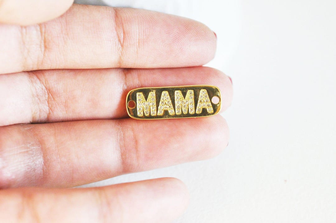 MAMA Plate Connector Pendant, 18k Gold-plated Brass, Crystal, Love ...