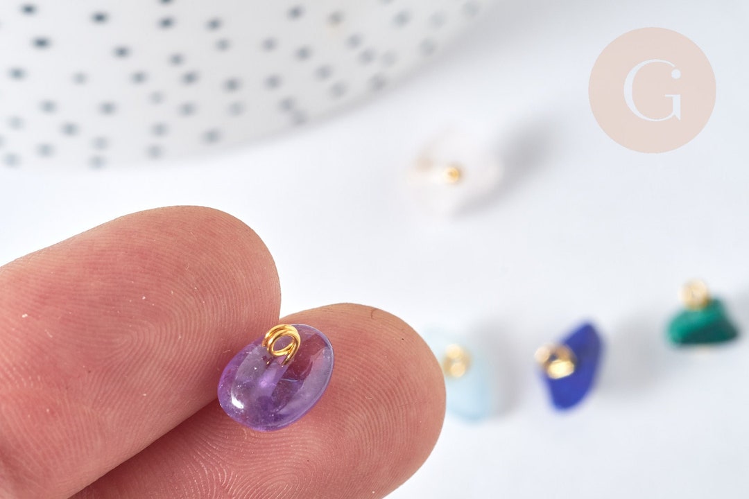 Natural Stone Nuggets Charm Golden Zamac 7-11mm, Natural Stone Jewelry ...