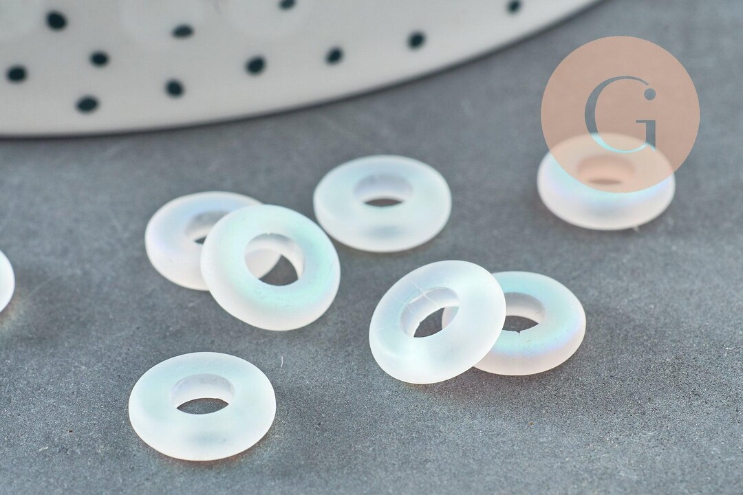 Iridescent White Glass Donut Disc Pendant, 10x3mm, X10 (G6380) - Etsy