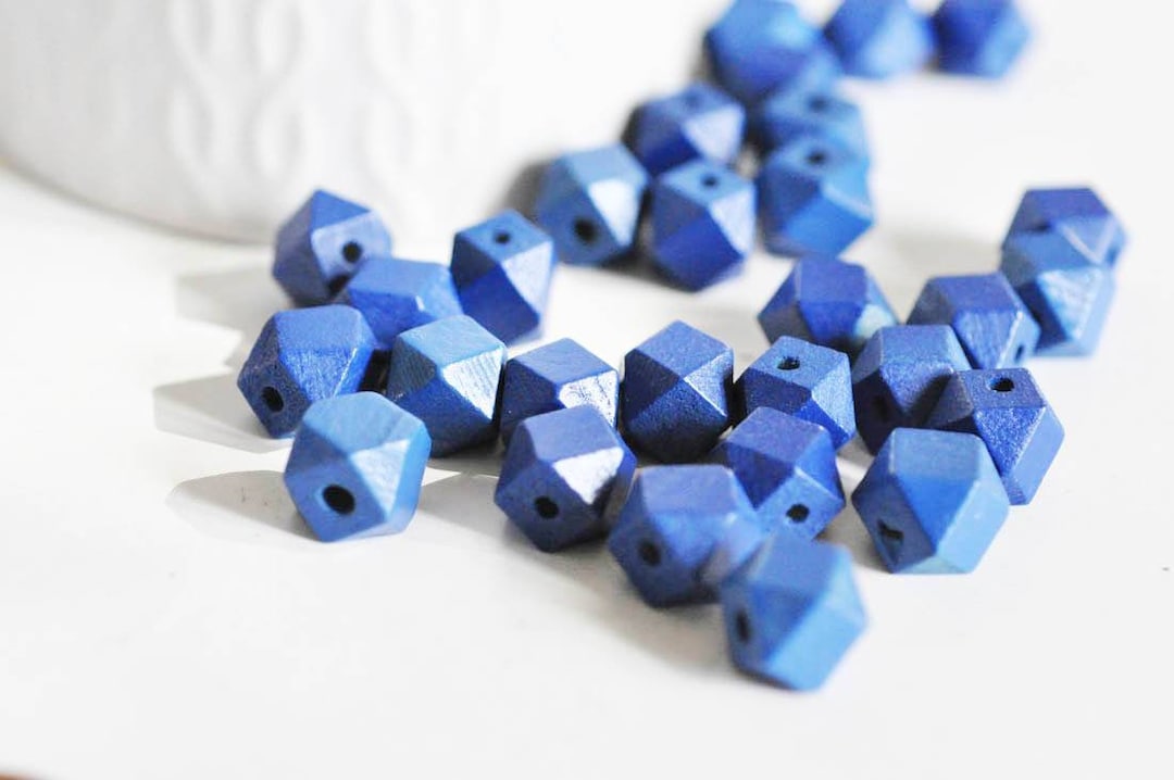 Blue Hexagonal Wooden Bead, Creative Supplies, Wooden Beads, Jewelry ...