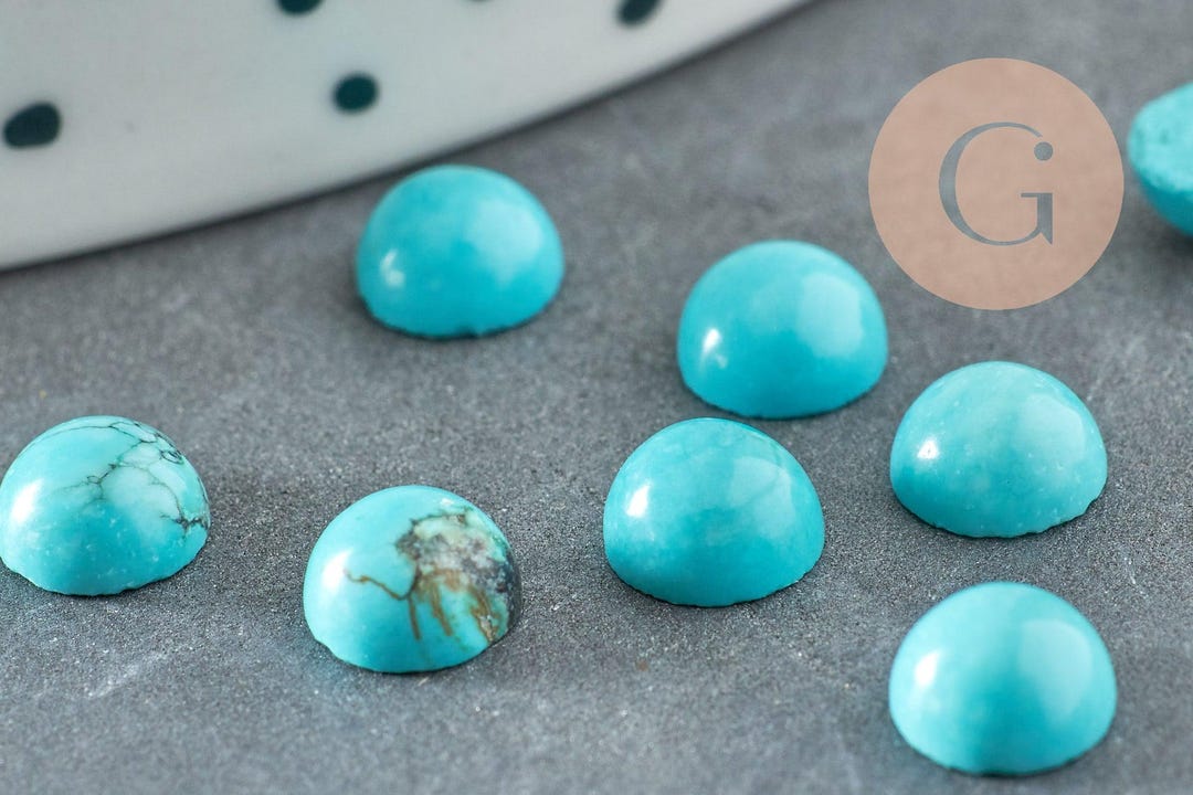 Natural Turquoise Howlite Cabochon 6mm, Round Natural Stone Cabochon ...