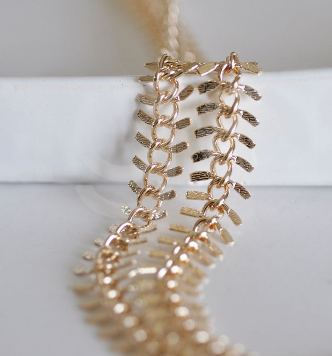 Fishbone Fishbone Chain Gold Champagne / Rose Gold Creative - Etsy
