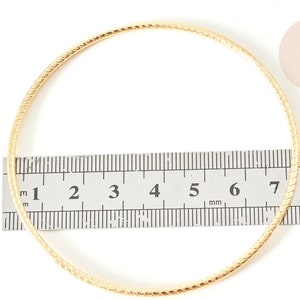 Round Textured 304 Stainless Steel Bangle Bracelet, Gold 68mm, Gold ...