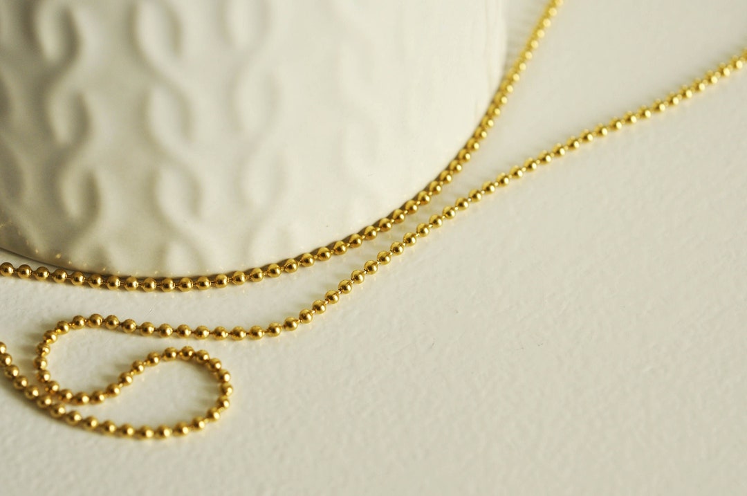 Steel Ball Chain 1.4mm Gold Plated 14 Carats, Gold Chain, Ball Chain ...