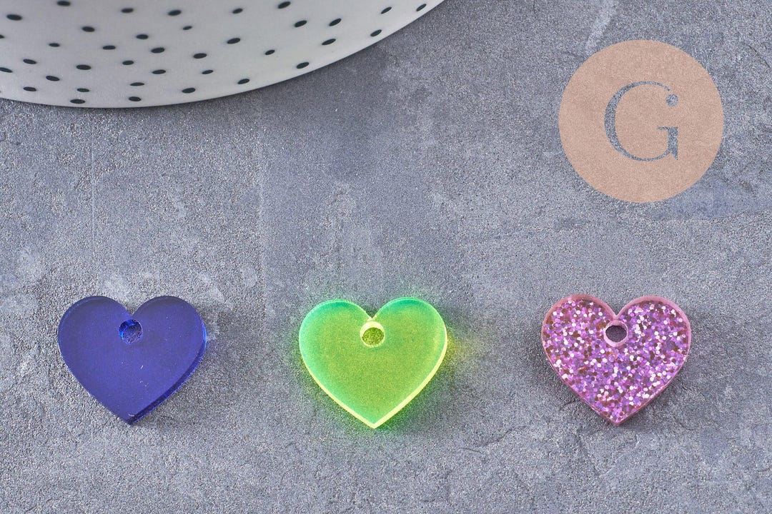 Small Acrylic Heart Pendant 15mm, X4 (G10154) - Etsy