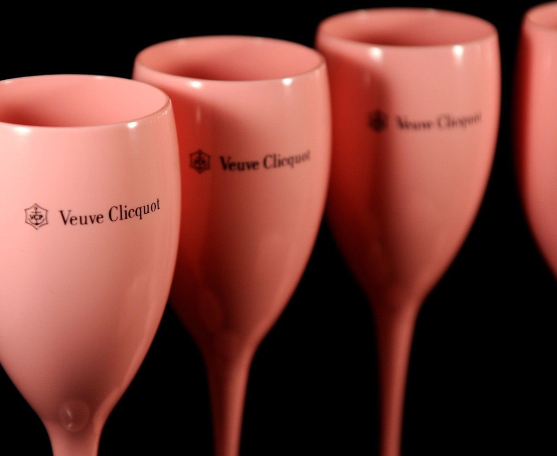 Veuve Clicquot Champagne PINK Poolside Hot Tub Polycarb Flutes Glasses ...