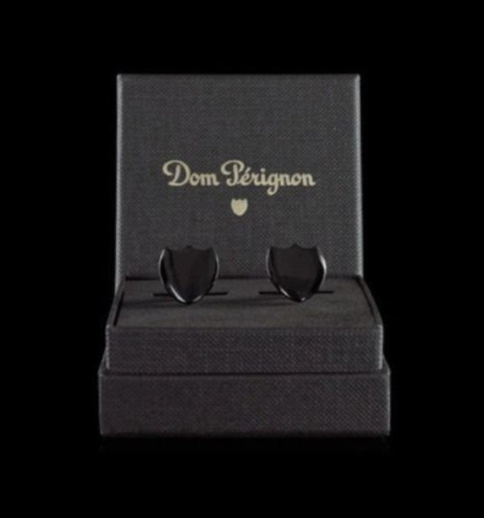 DOM PERIGNON Champagne Ultra STYLISH Black Shield Cufflinks New in Dom ...