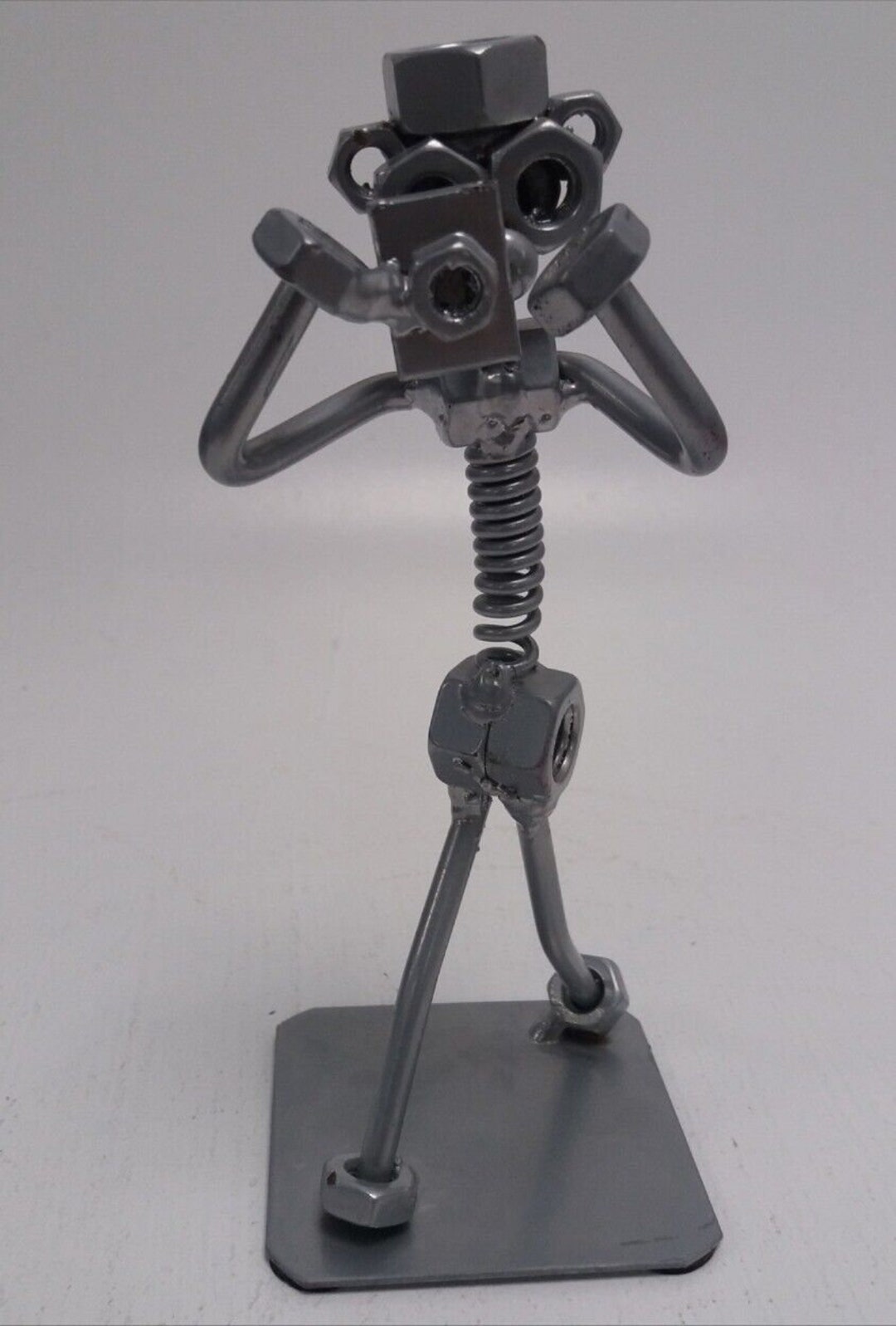 Unusual Scrap Metal ART Piece CAMERAMAN Metal Relief Used Nuts and ...