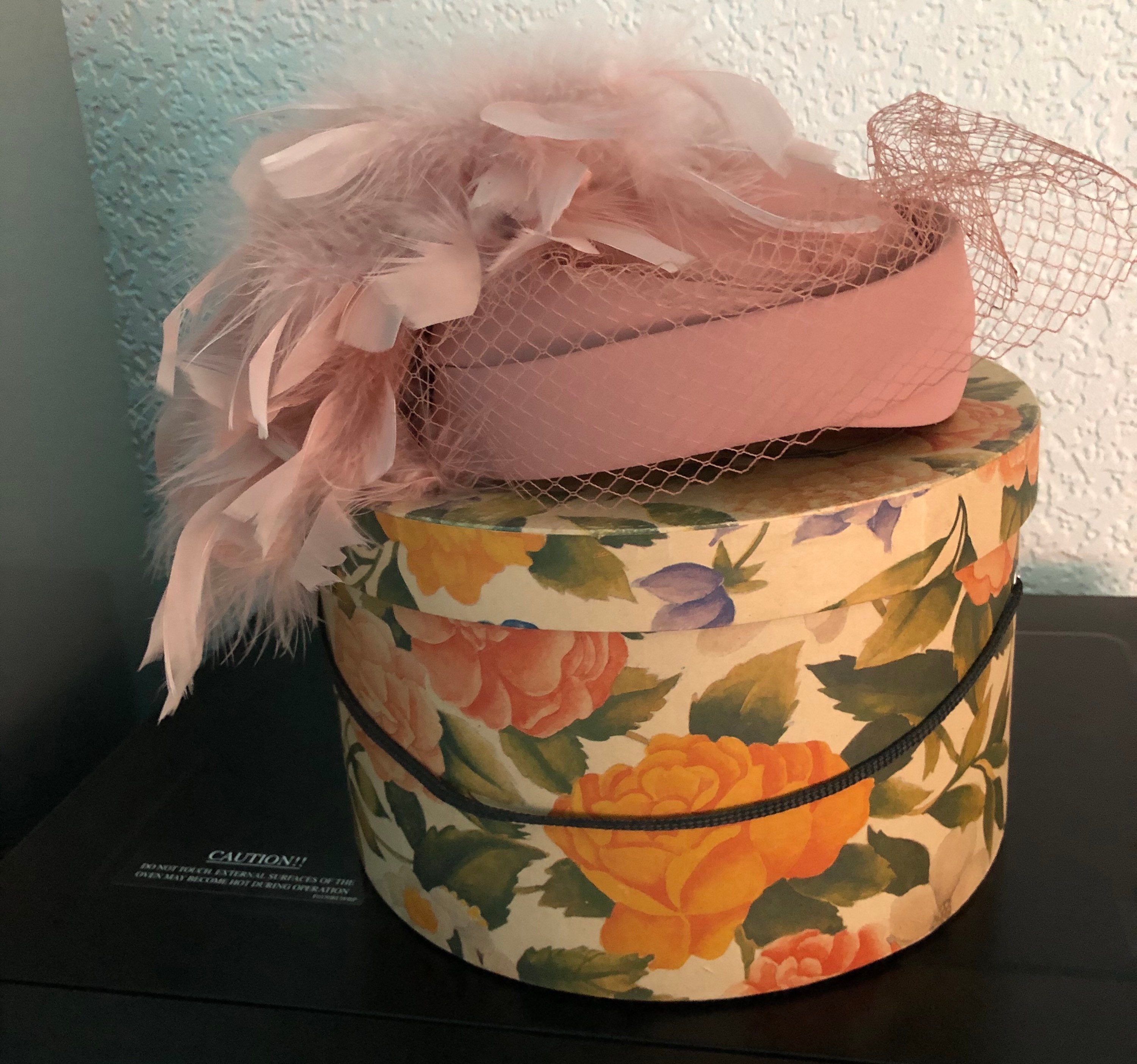 Vintage ANN MICHAEL Blush Pink PILLBOX Vintage Feather Hat - Etsy