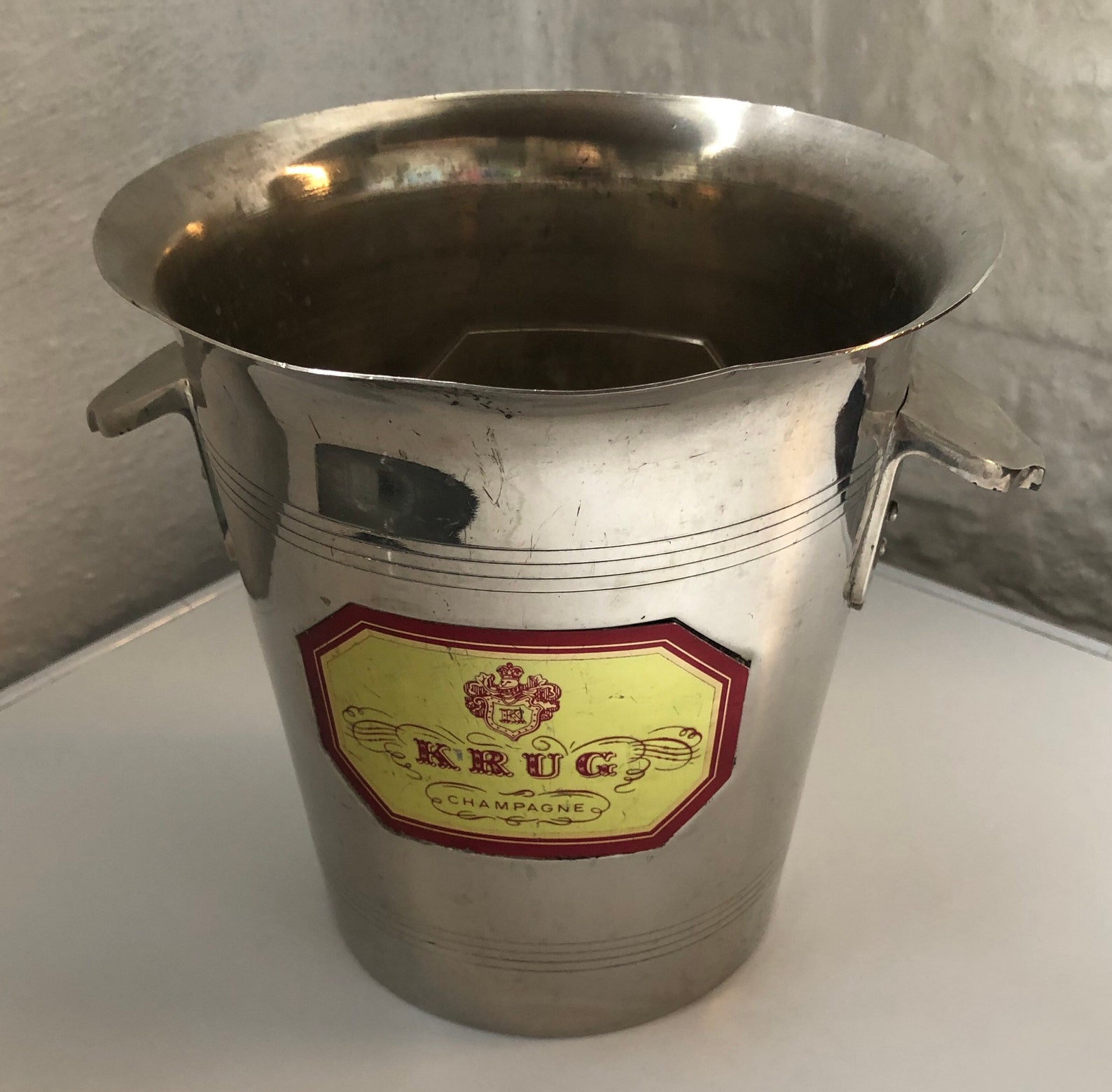 KRUG Champagne Vintage Steel Golden Label Bucket Cooler 1970s - Etsy