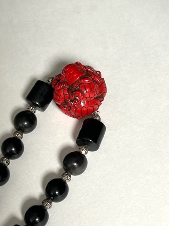 Vintage Vermillion Cinnabar Large Round Bead Carved w… - Gem