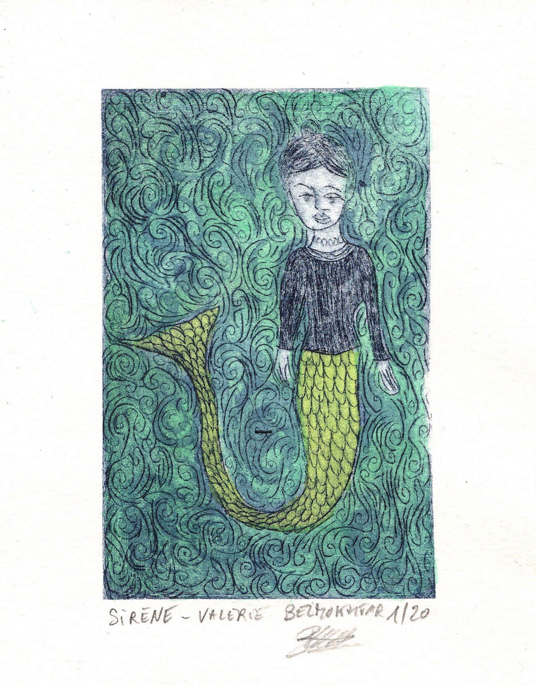 Mermaid 1 on 20 Original Etching - Etsy