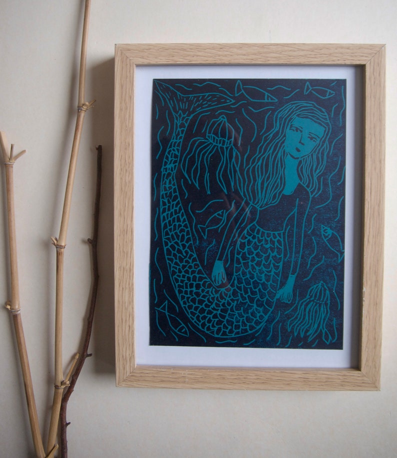 Sirene Mythologie Greek Creature Goddess Original Lino on Paper 2 on ...