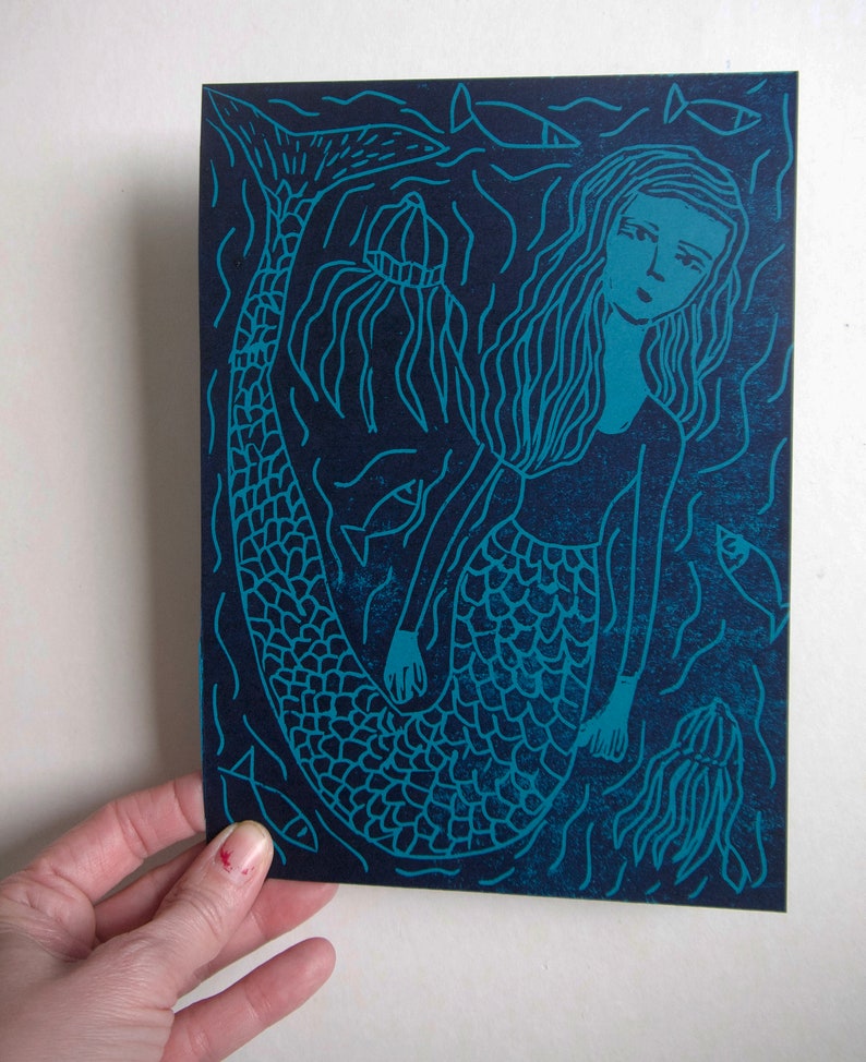 Sirene Mythologie Greek Creature Goddess Original Lino on Paper 2 on ...