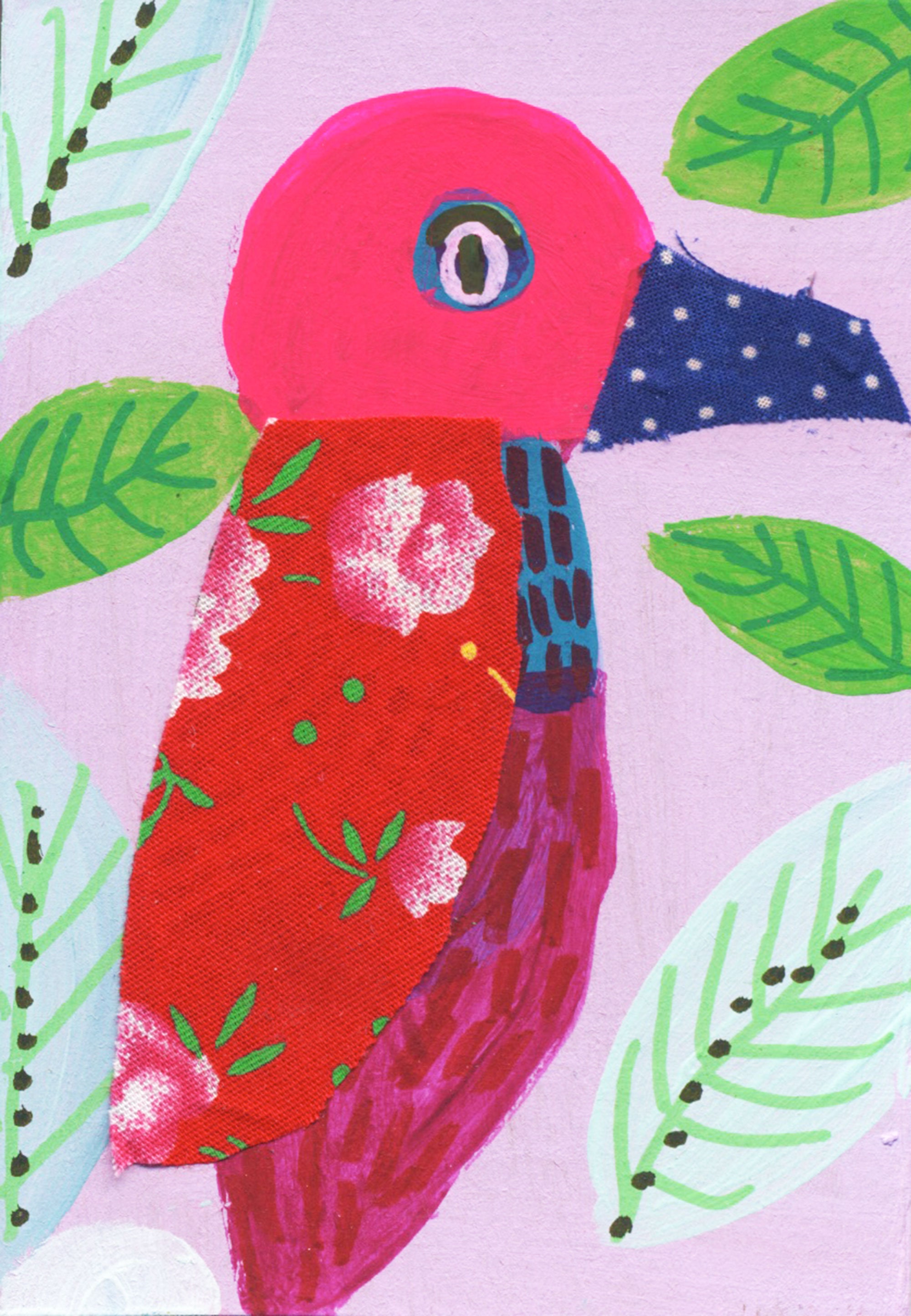 Art & Collectibles Mixed Media & Collage original collage red bird with ...