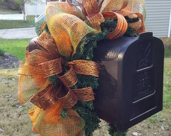 Fall mailbox swag | Etsy