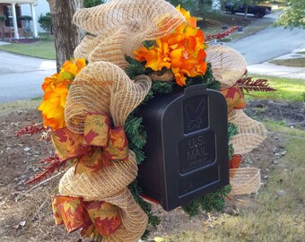Fall mailbox swag | Etsy